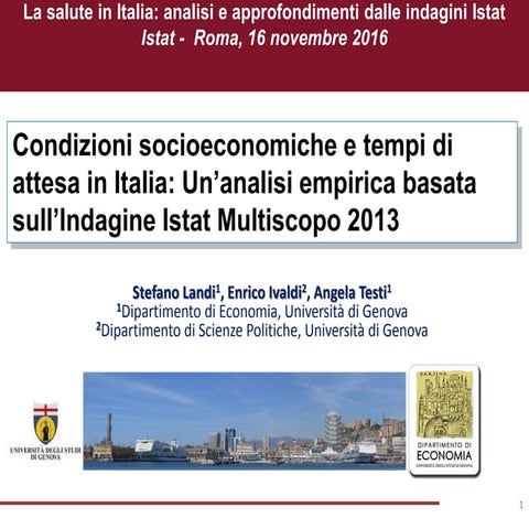Stefano Landi, Enrico Ivaldi, Angela Testi – Condizioni socioeconomiche ...