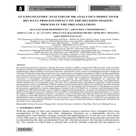 AN EXPLONATORY ANALYSIS OF HR ANALYTICS MODEL OVER BIG DATA PROCESS IMPACT ON THE DECISION ...