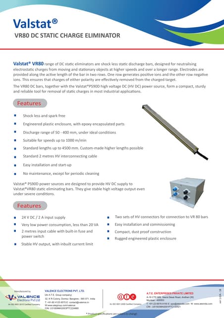 Valstat® VR20 static charge eliminators | PDF