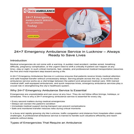 Ambulance in Lucknow (ambulanceserviceinlucknow) | PDF