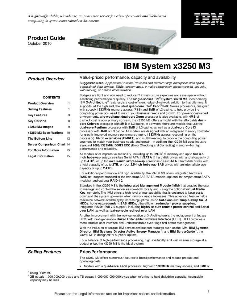 Ibm System X3250 M3 Product Guide