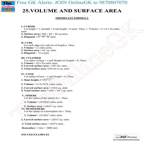 25. volume & surface area | PDF