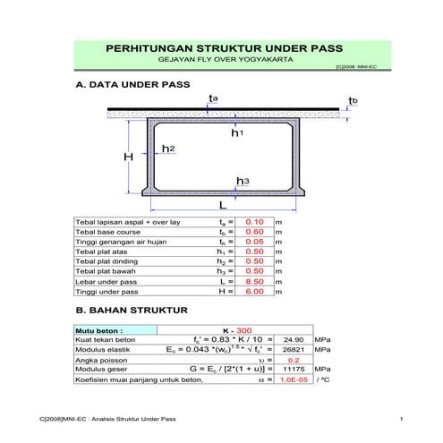 25. perhitungan struktur underpass | PDF