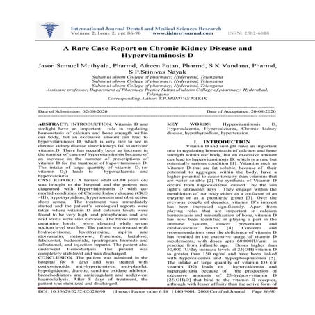 A Rare Case Report on Chronic Kidney Disease and Hypervitaminosis D | PDF