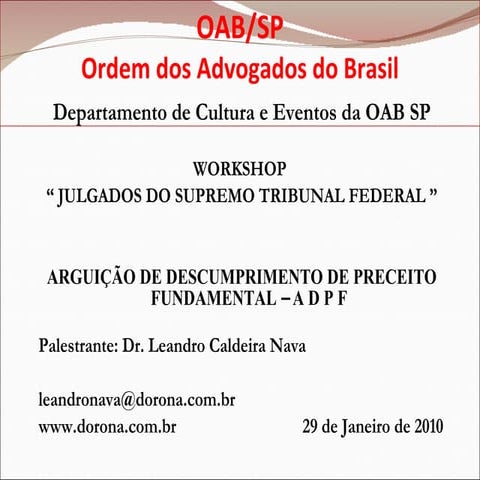 25 ArguiçãO De Descumprimento De Preceito Fundamental | PPT
