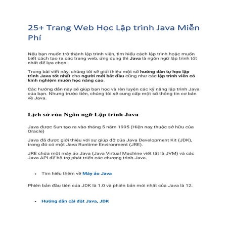Top 25 Trang Web học Lập trình Java Miễn Phí Tốt Nhất | PDF