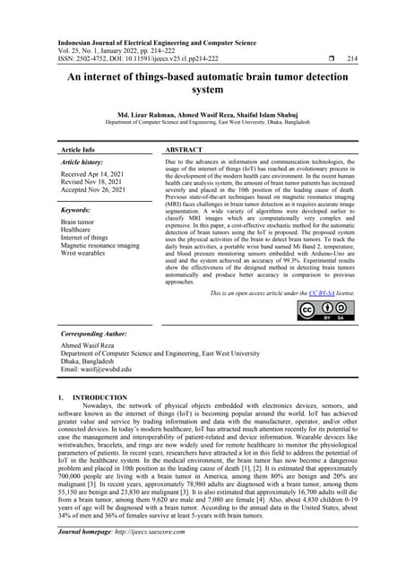 An Internet Of Things Based Automatic Brain Tumor Detection System Pdf
