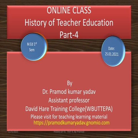 HISTORY OF TEACHER EDUCATION PART-4 | PDF | Professional School ...