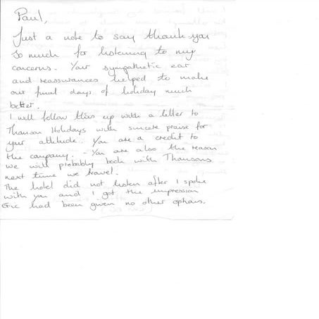 Paul Templeman Customer Thank you Letter | PDF
