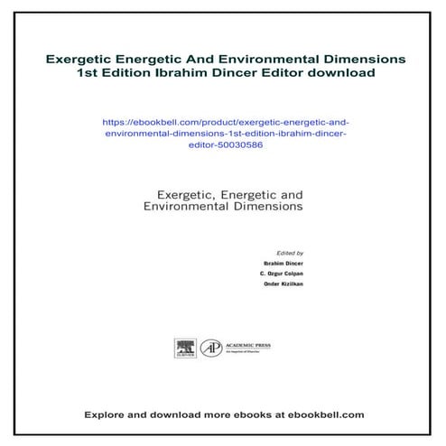 Exergetic Energetic And Environmental Dimensions 1st Edition Ibrahim ...
