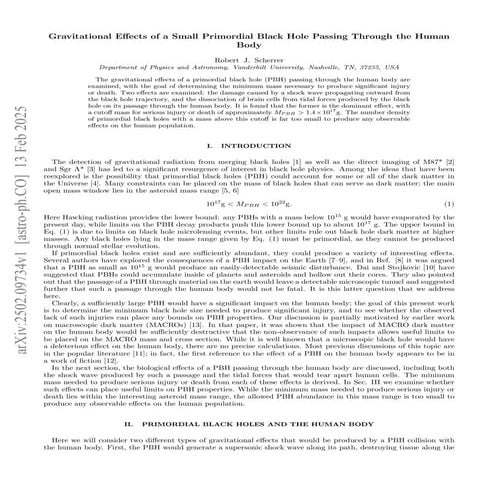 Gravitational Effects of a Small Primordial Black Hole Passing Through ...
