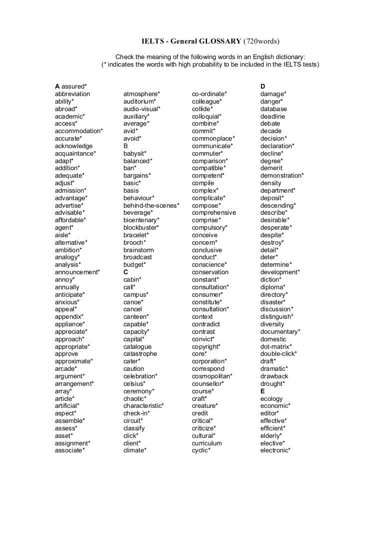 Ielts general glossary 720words ielts-general-glossary-720words