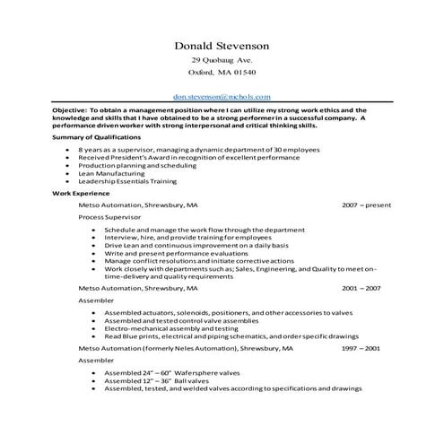 Donald Stevenson Resume | DOCX