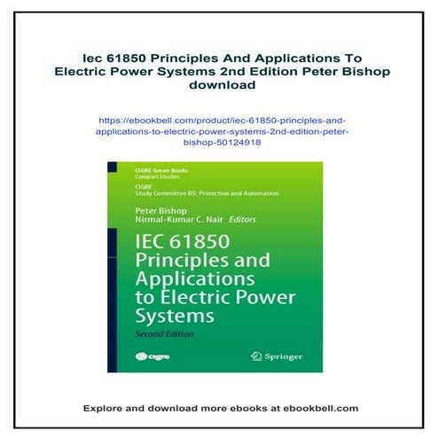 Iec 61850 Principles And Applications To Electric Power Systems 2nd Edition Peter Bishop | PDF