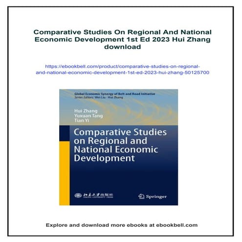 Comparative Studies On Regional And National Economic Development 1st ...