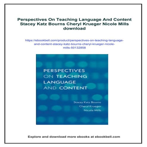 Perspectives On Teaching Language And Content Stacey Katz Bourns Cheryl ...