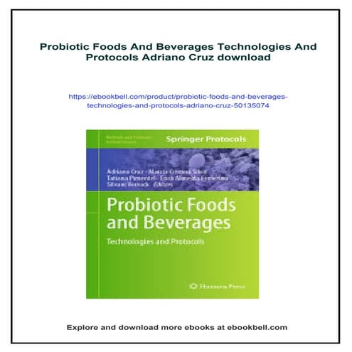 Probiotic Foods And Beverages Technologies And Protocols Adriano Cruz | PDF