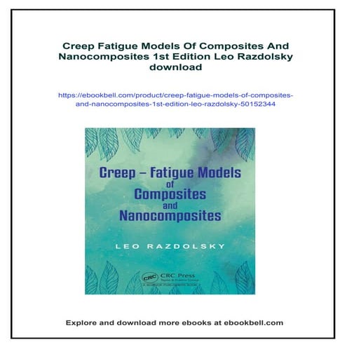 Creep Fatigue Models Of Composites And Nanocomposites 1st Edition Leo ...