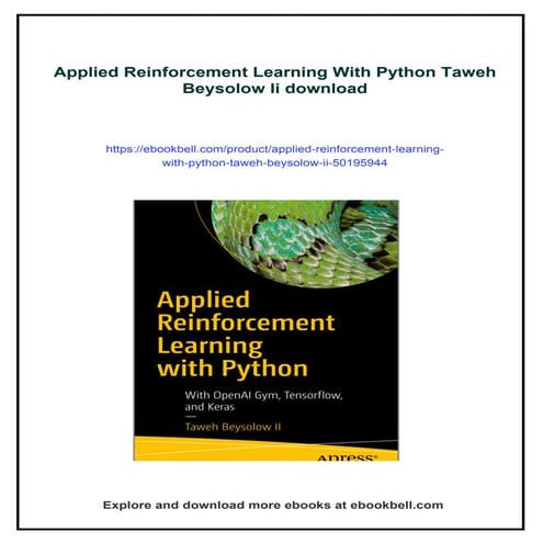Applied Reinforcement Learning With Python Taweh Beysolow Ii | PDF