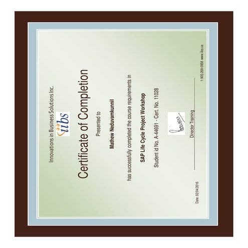 IIBS Certificate - LPR | PDF