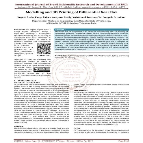 Modelling and 3D Printing of Differential Gear Box | PDF