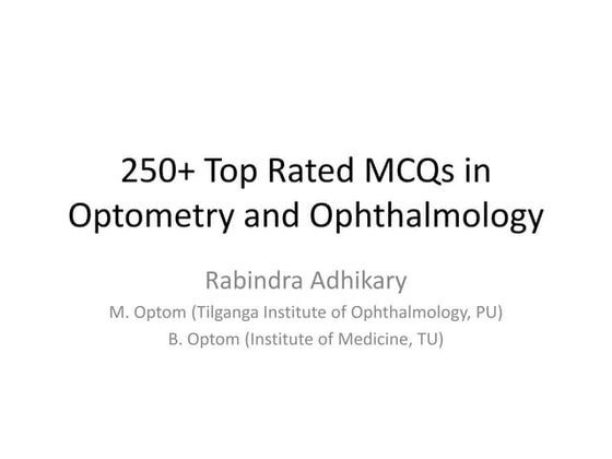 118 ophthalmology Questions & Answers - MCQ | PDF