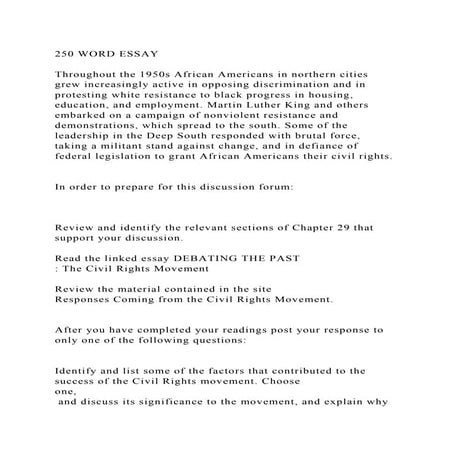 250 WORD ESSAYThroughout the 1950s African Americans in northern.docx