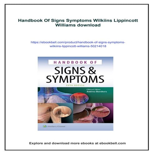 Handbook Of Signs Symptoms Wilkiins Lippincott Williams | PDF