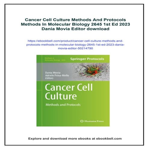 Cancer Cell Culture Methods And Protocols Methods In Molecular Biology ...