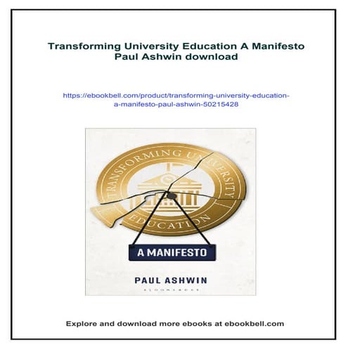 Transforming University Education A Manifesto Paul Ashwin | PDF