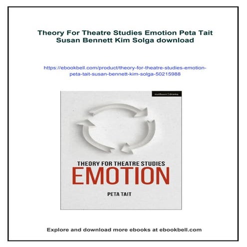Theory For Theatre Studies Emotion Peta Tait Susan Bennett Kim Solga | PDF