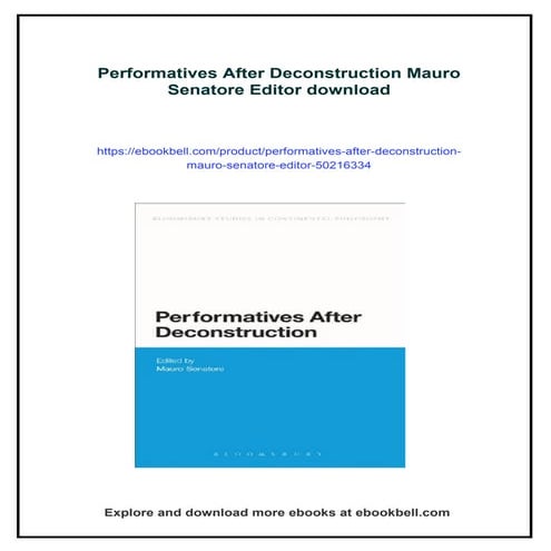 Performatives After Deconstruction Mauro Senatore Editor | PDF
