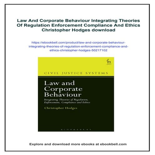Law And Corporate Behaviour Integrating Theories Of Regulation ...