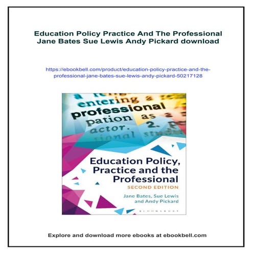 Education Policy Practice And The Professional Jane Bates Sue Lewis ...