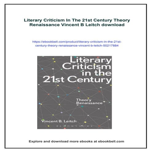 Literary Criticism In The 21st Century Theory Renaissance Vincent B ...