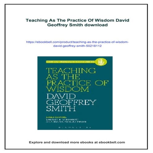 Teaching As The Practice Of Wisdom David Geoffrey Smith | PDF