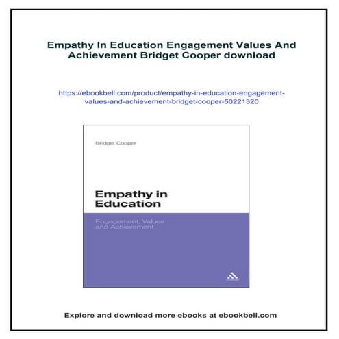 Empathy In Education Engagement Values And Achievement Bridget Cooper | PDF