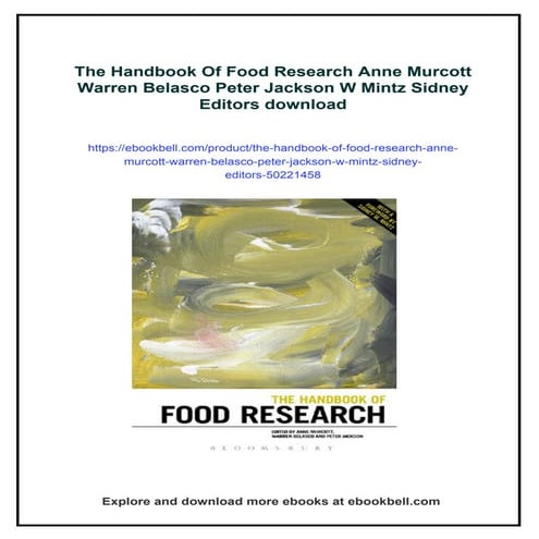 The Handbook Of Food Research Anne Murcott Warren Belasco Peter Jackson ...