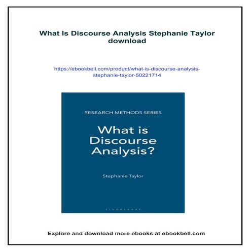 What Is Discourse Analysis Stephanie Taylor | PDF