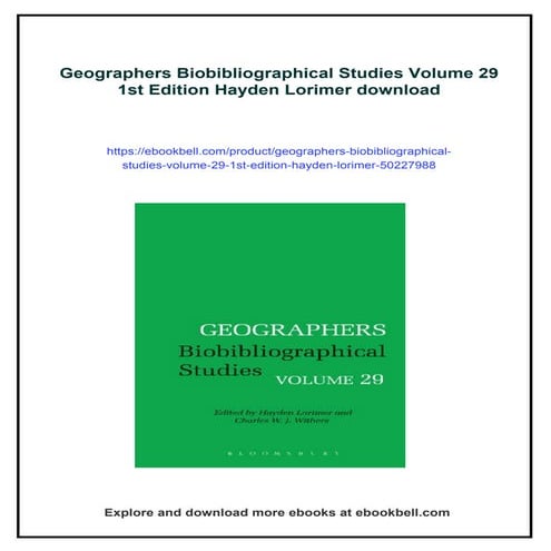 Geographers Biobibliographical Studies Volume 29 1st Edition Hayden ...