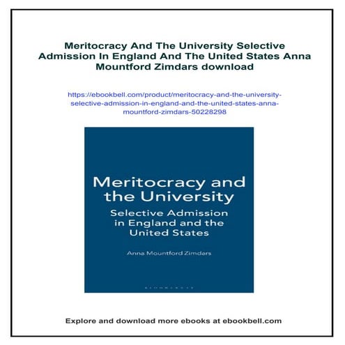 Meritocracy And The University Selective Admission In England And The ...