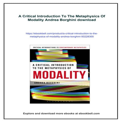 A Critical Introduction To The Metaphysics Of Modality Andrea Borghini | PDF