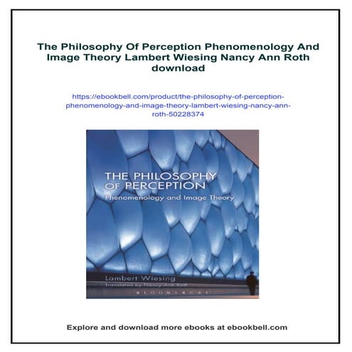 The Philosophy Of Perception Phenomenology And Image Theory Lambert ...