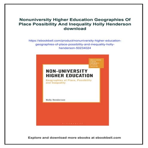 Nonuniversity Higher Education Geographies Of Place Possibility And ...
