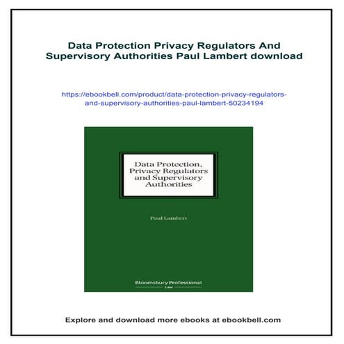 Data Protection Privacy Regulators And Supervisory Authorities Paul ...