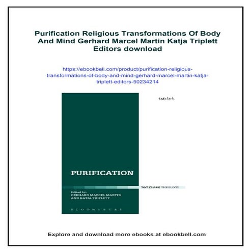 Purification Religious Transformations Of Body And Mind Gerhard Marcel ...
