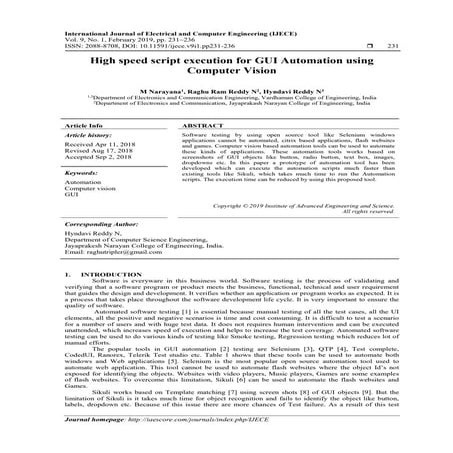 High Speed Script Execution For Gui Automation Using Computer Vision Pdf 
