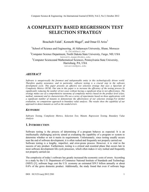 A Complexity Based Regression Test Selection Strategy Pdf 1419