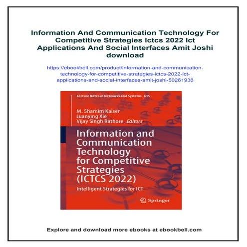 Information And Communication Technology For Competitive Strategies ...