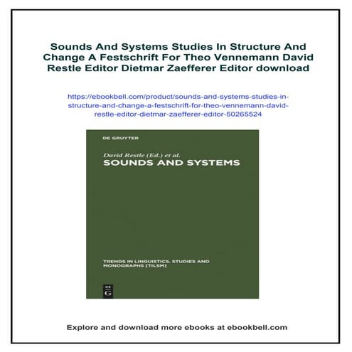 Sounds And Systems Studies In Structure And Change A Festschrift For ...